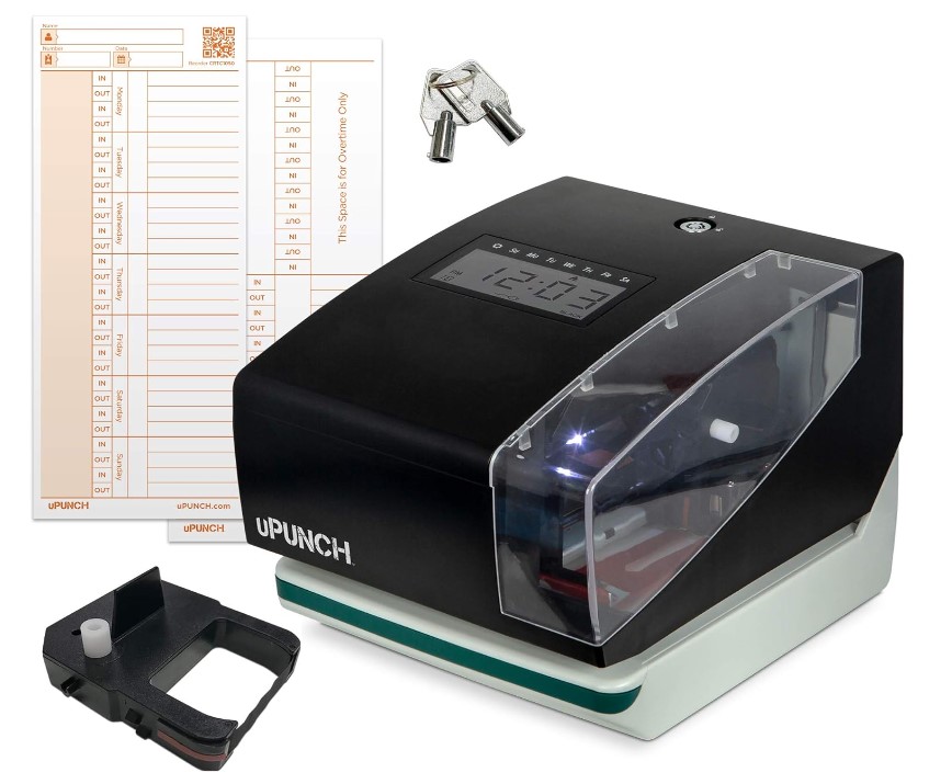 uPunch Digital Side Punch with 50 Time Cards, 1 Ribbons & 2 Keys ...